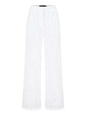 EXQUISE Broderie Anglaise Fabric Pants - White