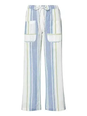 PAR Y ESCALA SL Striped Full Length Cotton Trousers - Blue