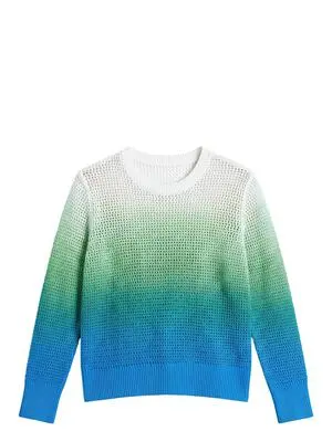 BRODIE CASHMERE Mesh Dip Dye Crew Neck Sweater - Green