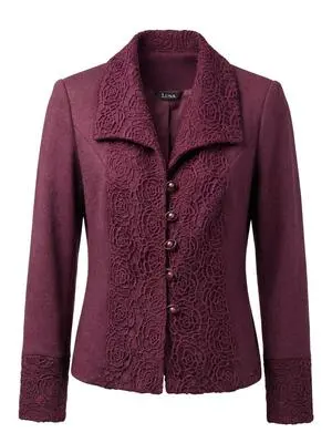 LUNA FASHION HOUSE Jody Tailored Lace Blazer - Red