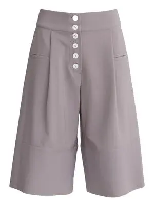 JULIA ALLERT Julia Allert Button Front Wide Leg Bermuda Shorts Brown