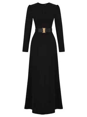 EXQUISE Anthea Belted Maxi Dress - Black
