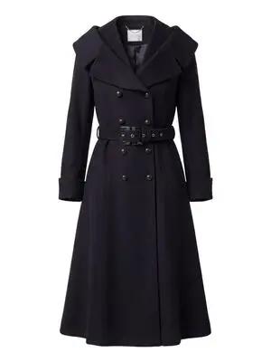 LUNA FASHION HOUSE Wool Wrap Coat With Notched Lapel - Black