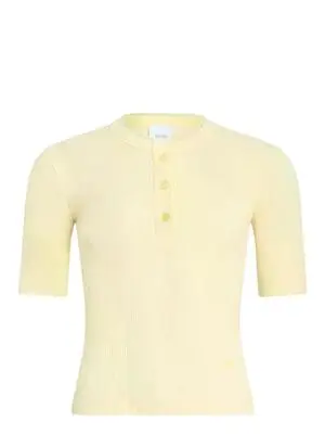 PATOU Ribbed Knit Buttoned T-shirt - Yellow