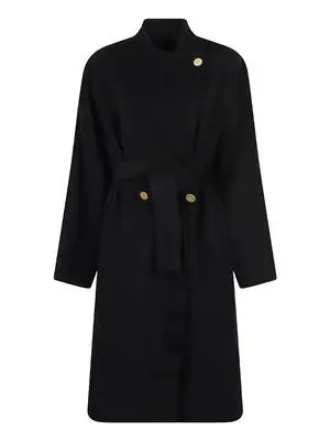 Alberta Ferretti Belted Button-detail Coat - Black