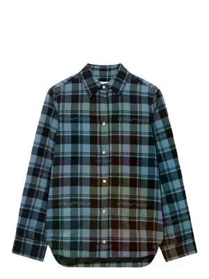 Off-White Check Pattern Padded Shirt - Blue