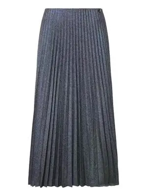 GENNY Pleated Metallic-effect Midi Skirt - Blue