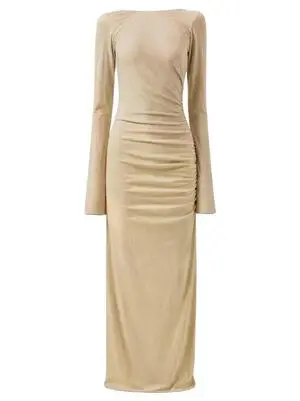DANAME Ruched-detail Open-back Maxi Dress - Neutrals