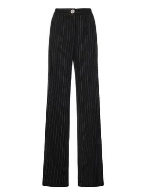 GENNY Pinstripe Pattern Trousers - Black