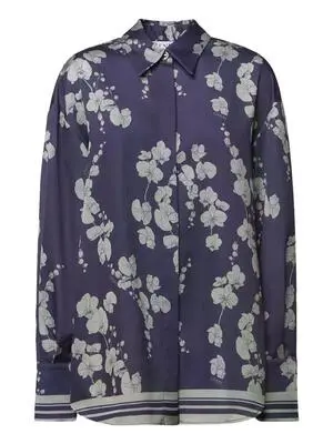 GENNY Floral Print Silk-satin Shirt - Purple