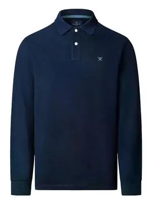 HACKETT LONDON Logo-embroidered Long-sleeve Polo Shirt - Blue