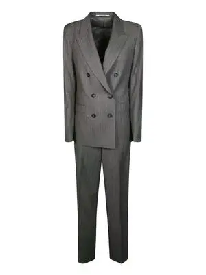 Tagliatore Cutter Sequin-embellished Pinstripe Suit - Grey
