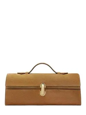 Savette Symmetry Slim Suede Clutch Bag Brown
