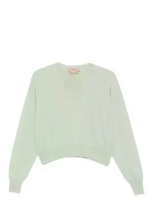 TWINSET Crew Neck Long Sleeve Sweatshirt With Ribbed Trim - Green