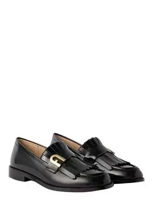 Furla Lidia Loafers With Gold-tone Logo - Black