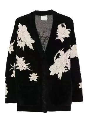 FORTE_FORTE Floral Embroidered Cardigan - Black