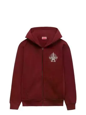 Kenzo Eiffel Tower Embroidered Zip-up Hoodie - Red