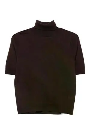 HUGENBERG Roll-neck Short-sleeve Sweatshirt - Brown
