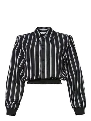 Attico The Attico Vertical Stripe Cropped Shirt Blue