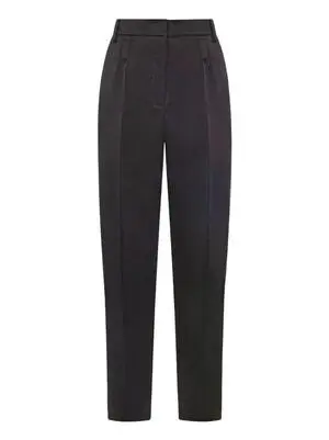 GENNY Pressed-crease Straight-leg Trousers - Black