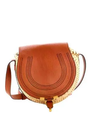 Chloé Chloé Marcie Raffia And Leather Small Crossbody Bag Brown
