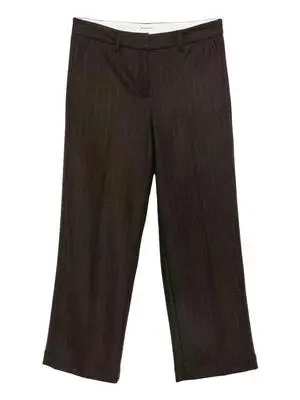 MAISON123 Melina Pinstripe Cropped Trousers - Brown