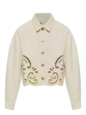 Ulla Johnson Bobbi Cut-out Denim Jacket - Neutrals