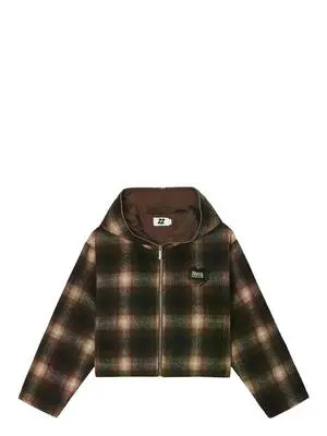 IZZUE Check-pattern Heart-patch Cropped Jacket