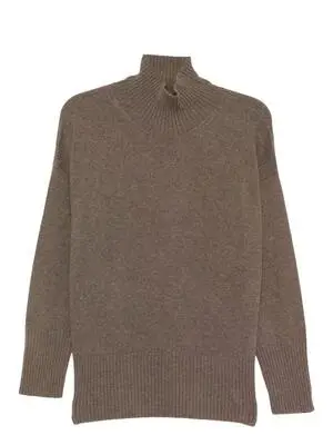 ROBERTO COLLINA Ribbed Trim High-neck Sweater - Brown
