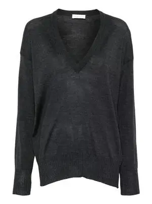 ROBERTO COLLINA V-neck Wool Sweater - Grey