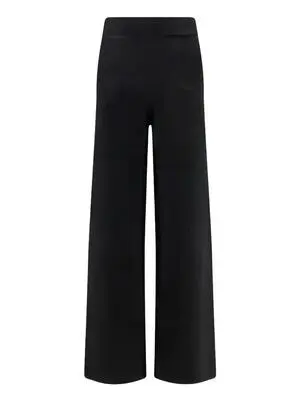 HEVO Ribbed-waistband Wide-leg Trousers - Black