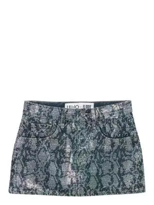 Liu Jo Liu Jo X Elodie Cotton Mini Skirt With Embossed Pattern Blue