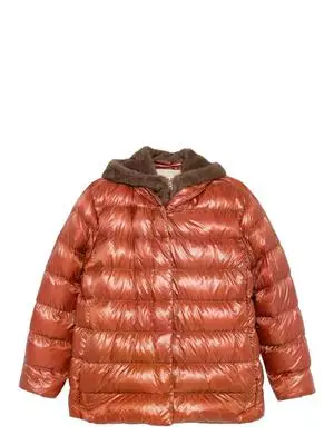 Herno Quilted Hooded Jacket With Glossy Finish - Orange