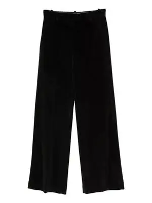 CIRCOLO 1901 Velvet-effect Wide Leg Trousers - Black