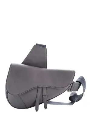 Dior Saddle Leather Crossbody Bag - Grey