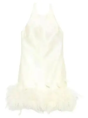 SELF-PORTRAIT Feather-trim Mini Dress - Neutrals