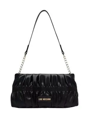 Moschino Ruched Chain-link Shoulder Bag - Black