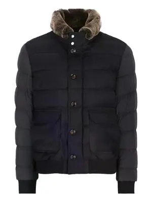 MOORER Moorer Padded Faux-Fur Trimmed High Neck Coat