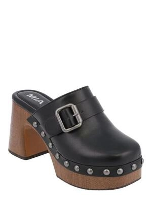 Mia MIA Larina Faux Leather Platform Clogs Black