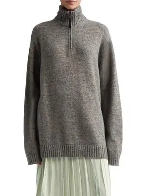 MAISON MARGIELA Oversized Mélange Half-zip Sweater - Grey/camel