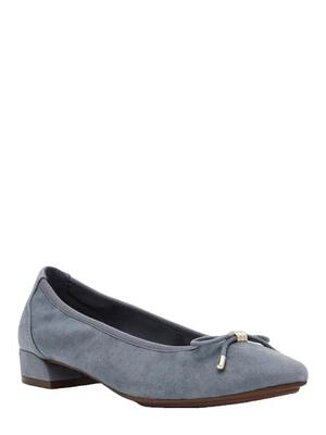 Anne Klein Anne Klein Divine Ballet Flat With Bow Detailing Blue Microsuede