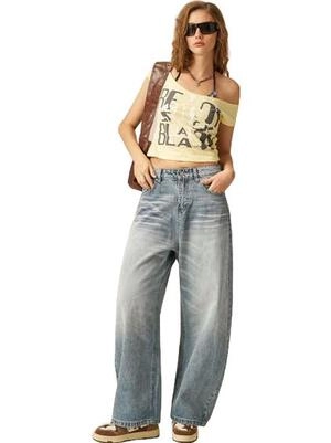 AELFRIC EDEN Baggy Barrel Washed Jeans - Blue