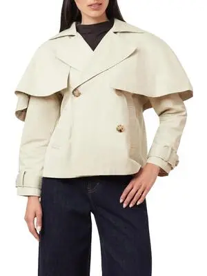 Habitual Cropped Trench Jacket - Stone