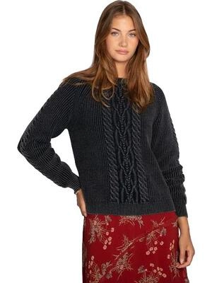 BELLE & BLOOM Hudson Street Cable Knit Sweater - Navy