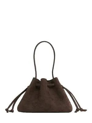 MANSUR GAVRIEL Ostrich Embossed Drawstring Pouchette - Ebony