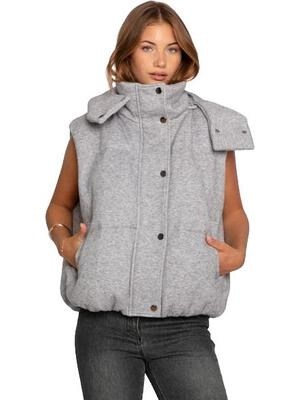 BELLE & BLOOM Hooded Puffer Vest - Grey