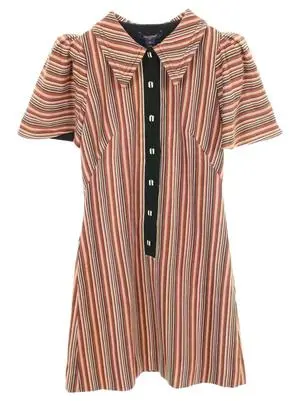 LOUIS VUITTON 2010s Striped Short-sleeve Mini Dress - Orange