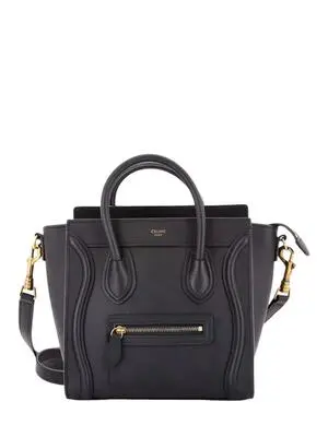 Celine Luggage Bag Smooth Leather Nano Crossbody Bag Black
