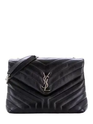 Saint Laurent Loulou Matelasse Chevron Leather Medium Shoulder Bag - Black