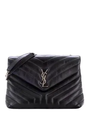 Saint Laurent Loulou Matelasse Chevron Leather Medium Shoulder Bag - Black